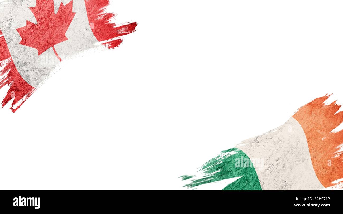 Flags of Canada and Ireland on White Background Stock Photo - Alamy