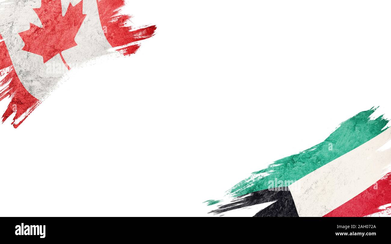 Flags of Canada and Kuwait on White Background Stock Photo - Alamy