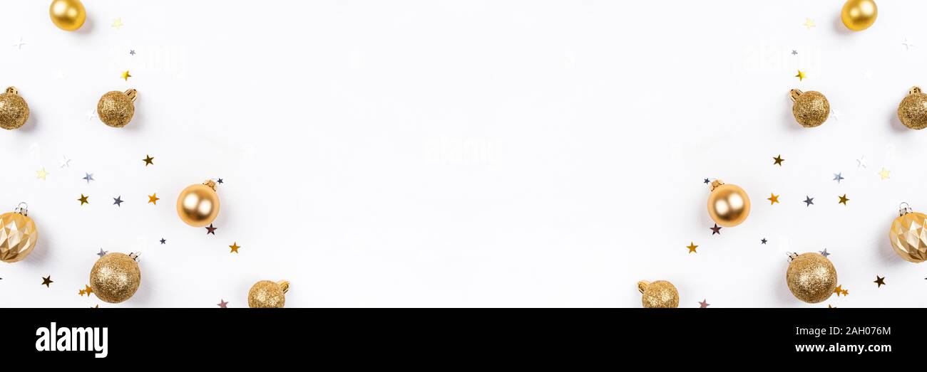Festive white background with Christmas decorations Stock Photo - Alamy