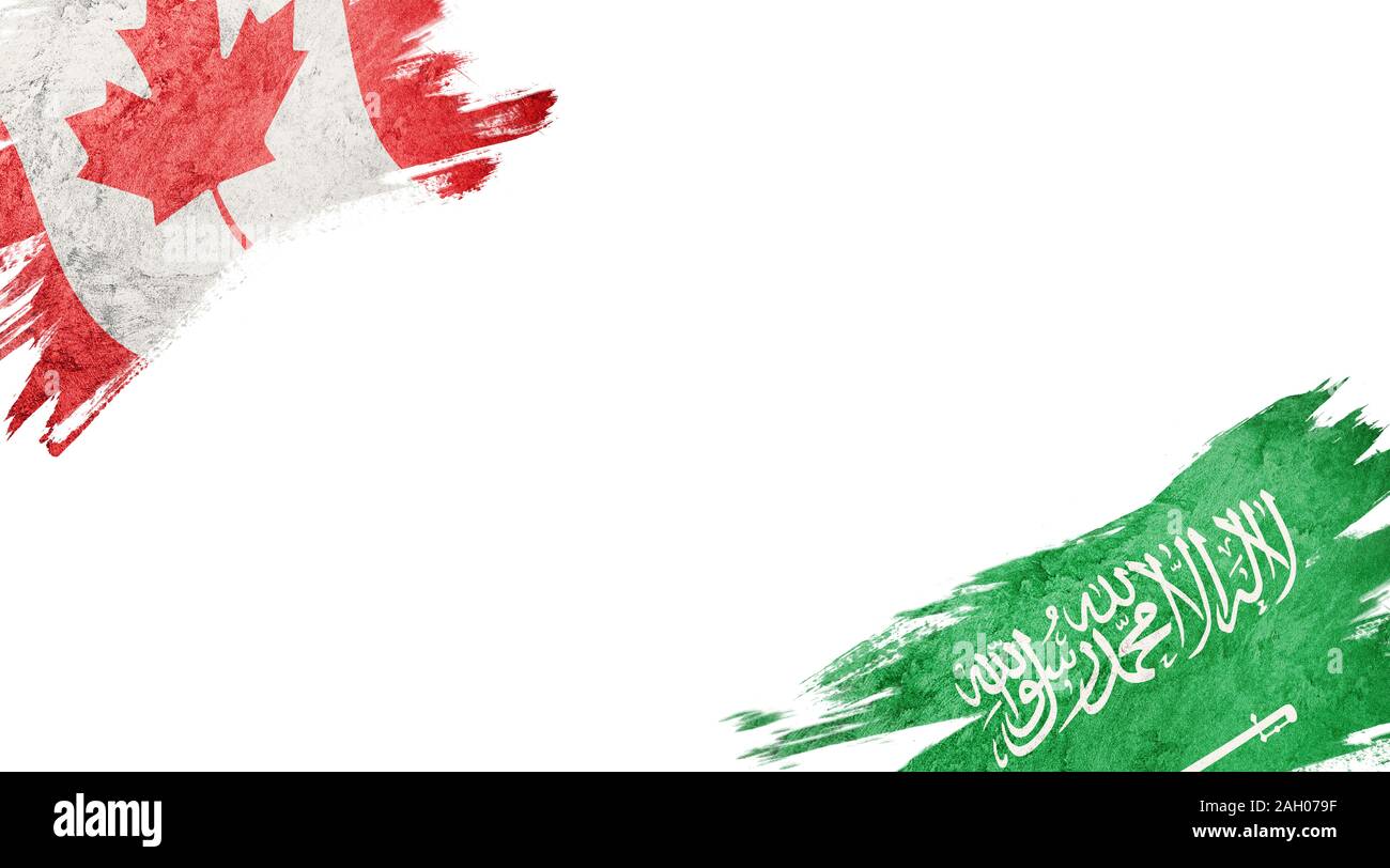 Flags of Canada and Saudi Arabia on White Background Stock Photo - Alamy