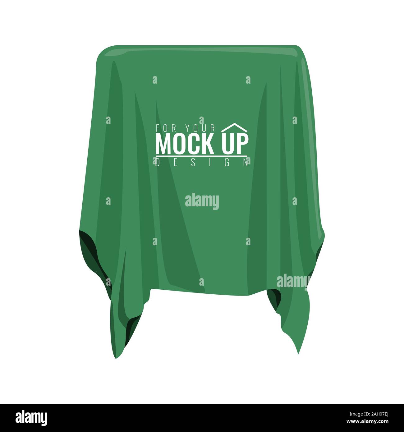 Green silk cloth covered object for. Cartoon style hand drawn flat and ...