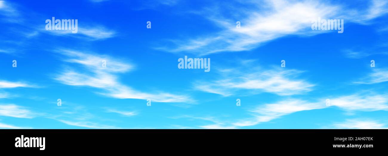 Colorful panoramic landscape: blue sky and fluffy clouds. (Plane ...