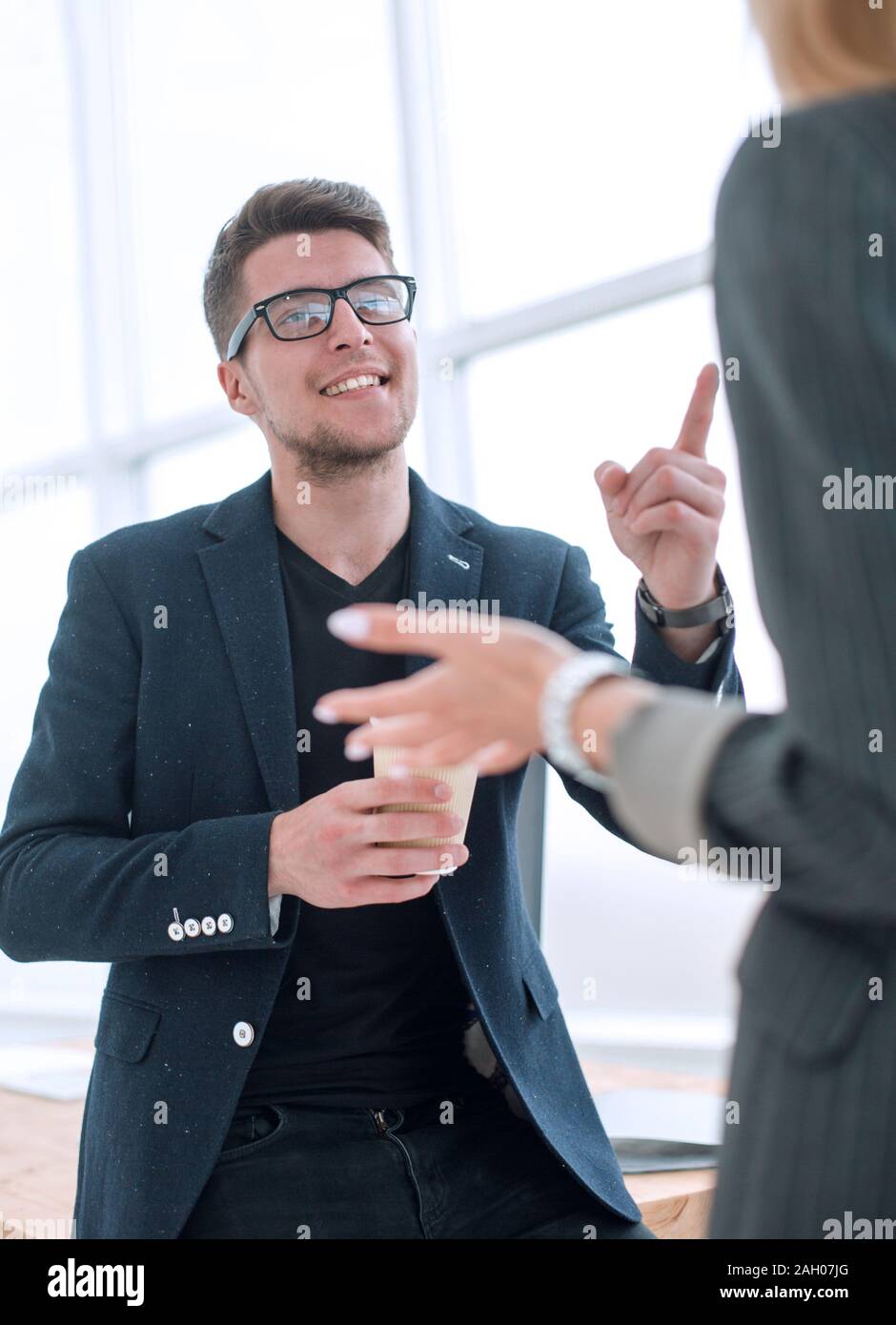 Employee explaining idea colleague hi-res stock photography and images ...