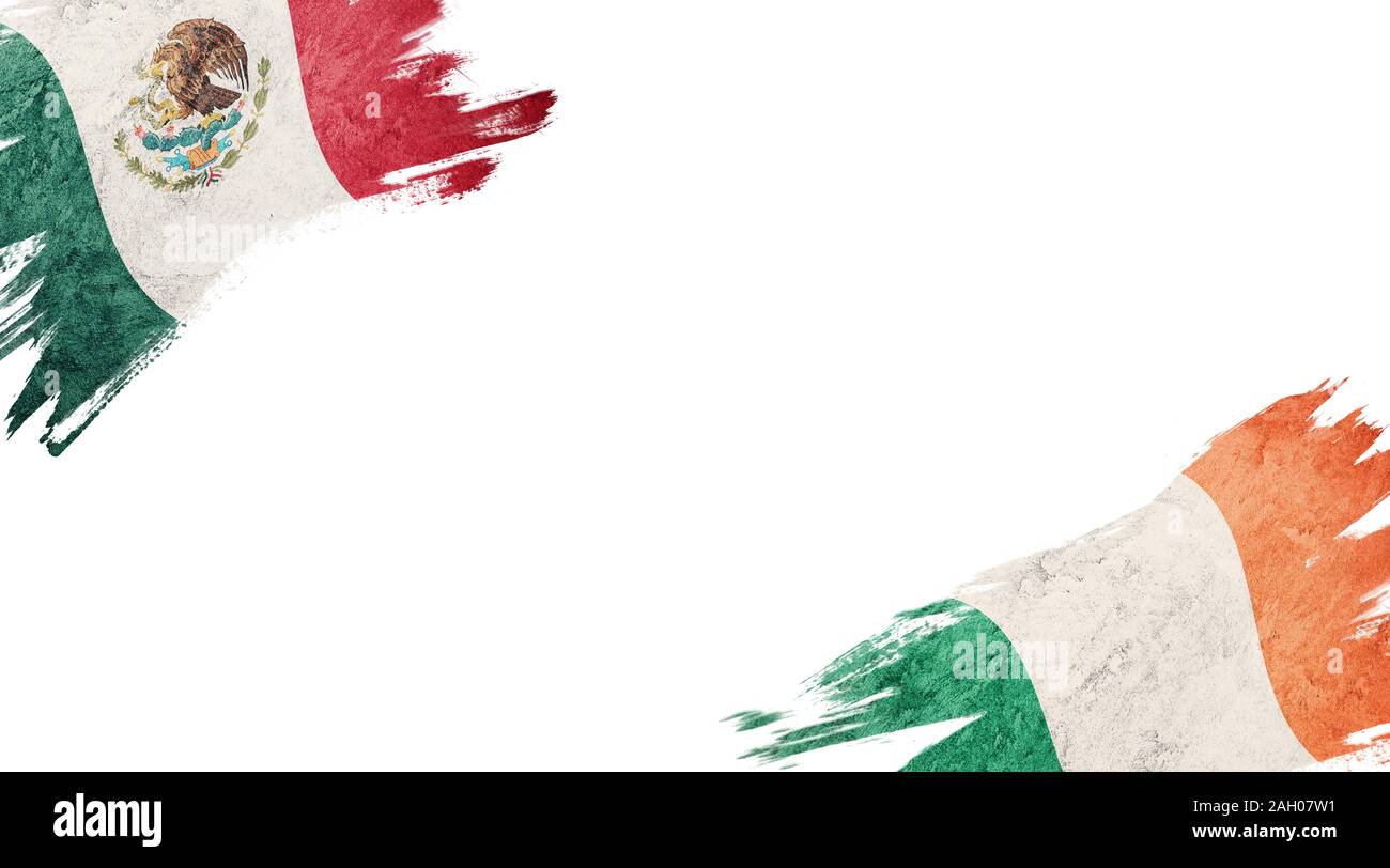 Flags of Mexico and Ireland on White Background Stock Photo - Alamy