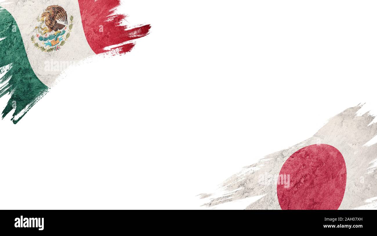 Flags of Mexico and Japan on White Background Stock Photo - Alamy