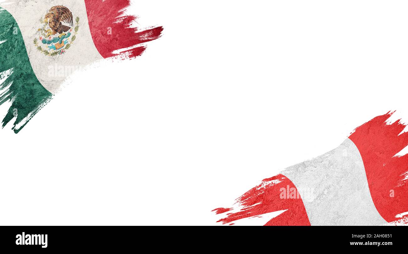 Flags of Mexico and Peru on White Background Stock Photo - Alamy