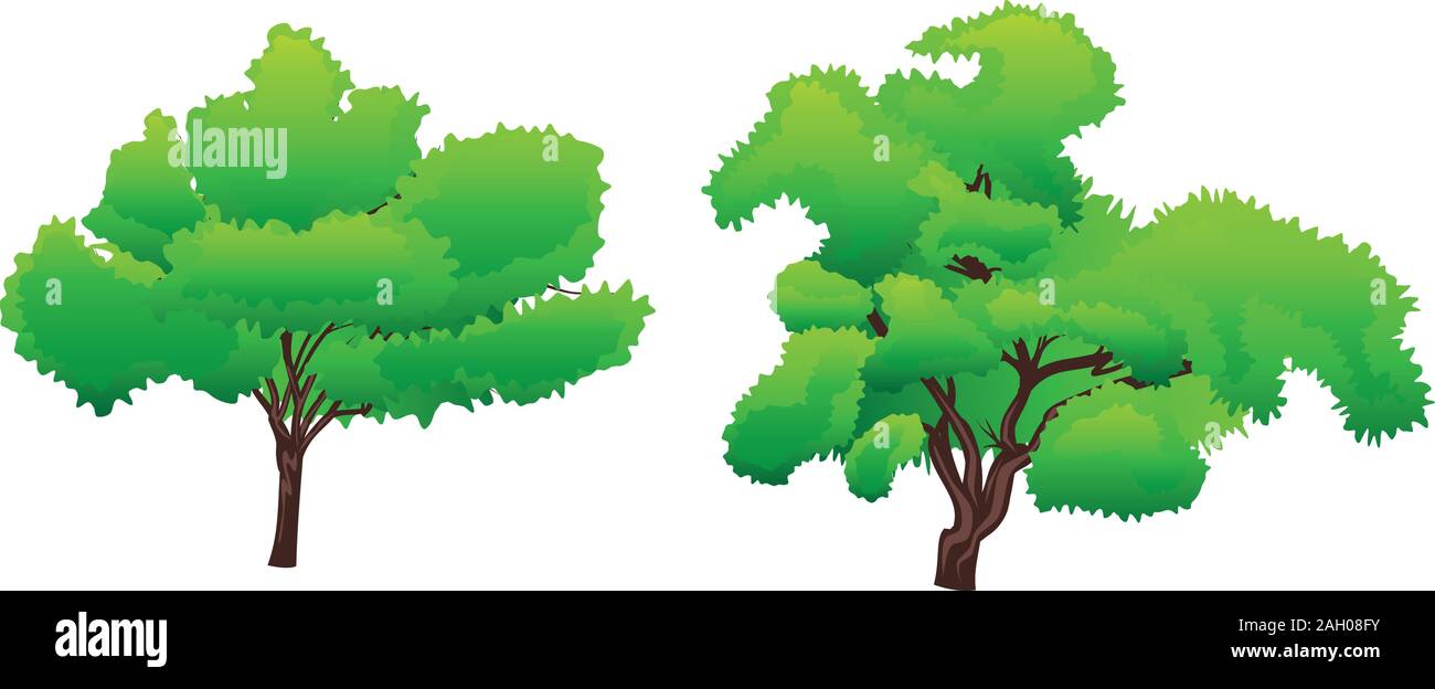 Stylized abstract green summer trees on white background Stock Vector ...