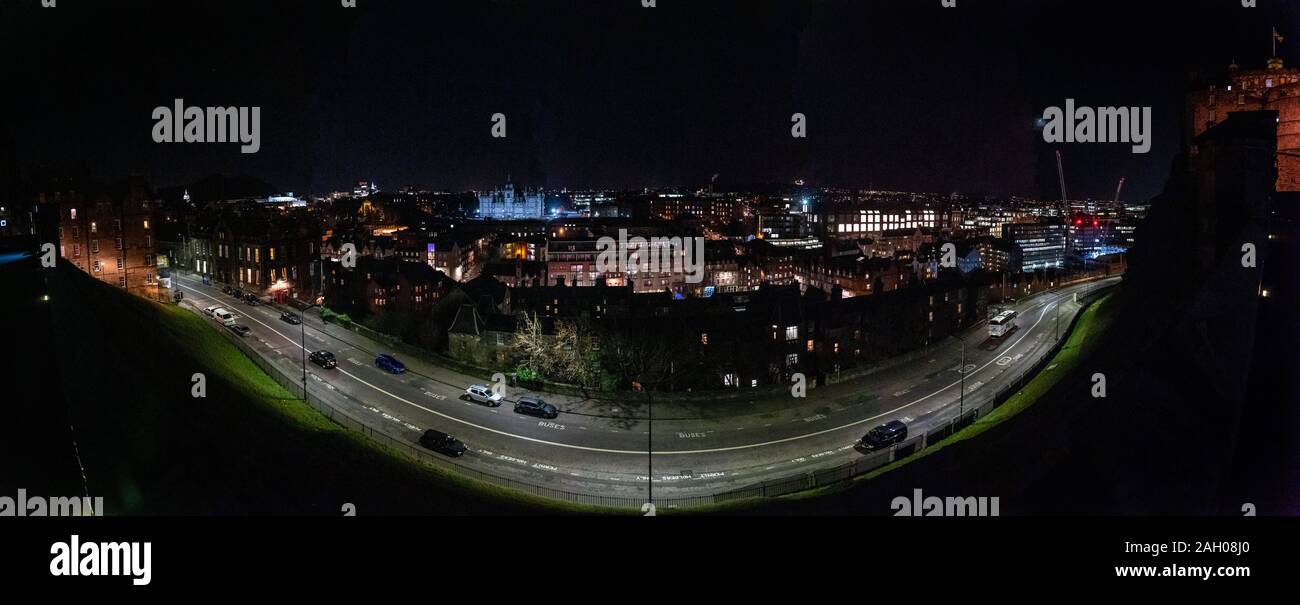 EDINBURGH, SCOTLAND DECEMBER 14, 2018: Panoramic view of central ...