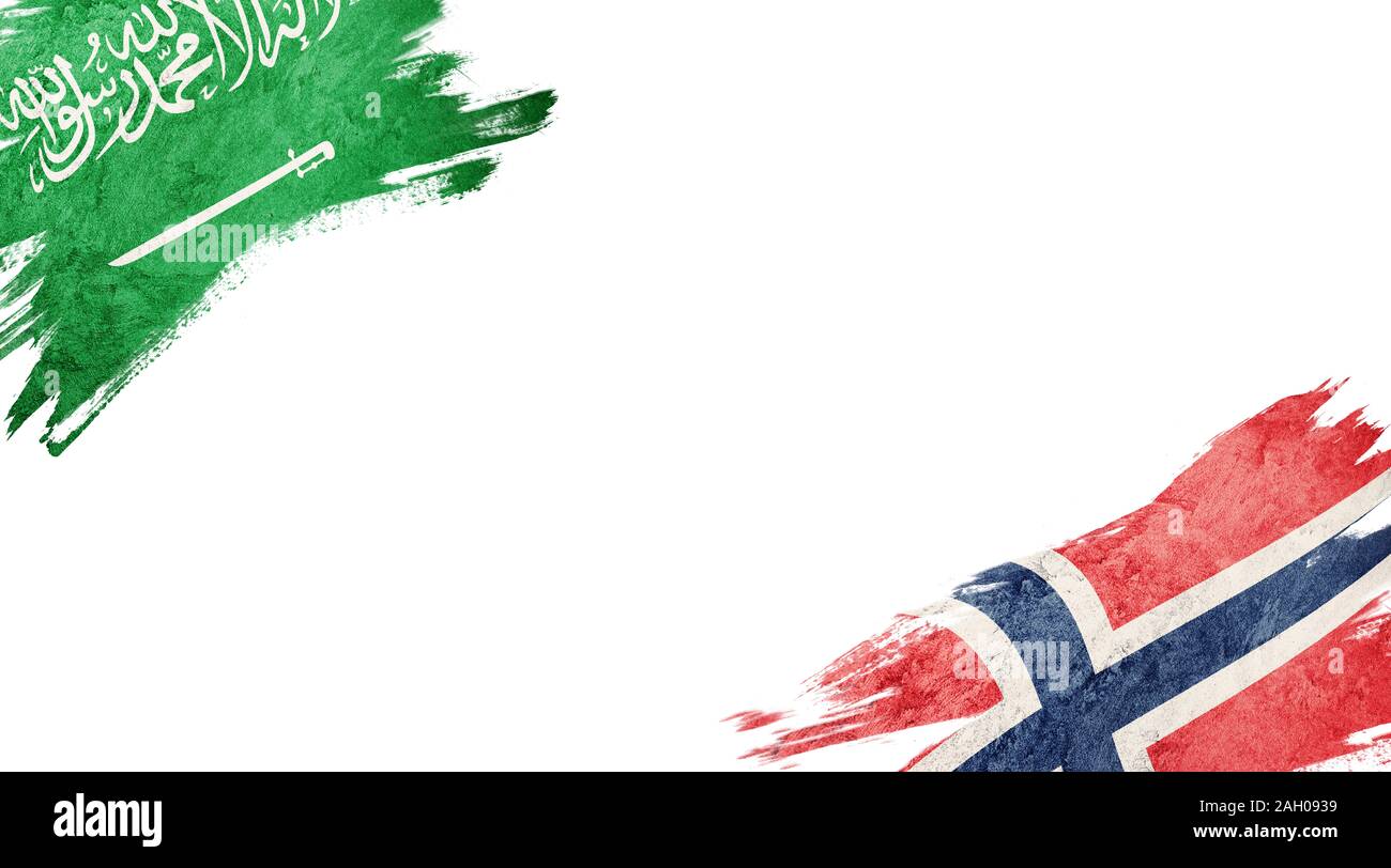 Flags of Saudi Arabia and Norway on White Background Stock Photo - Alamy