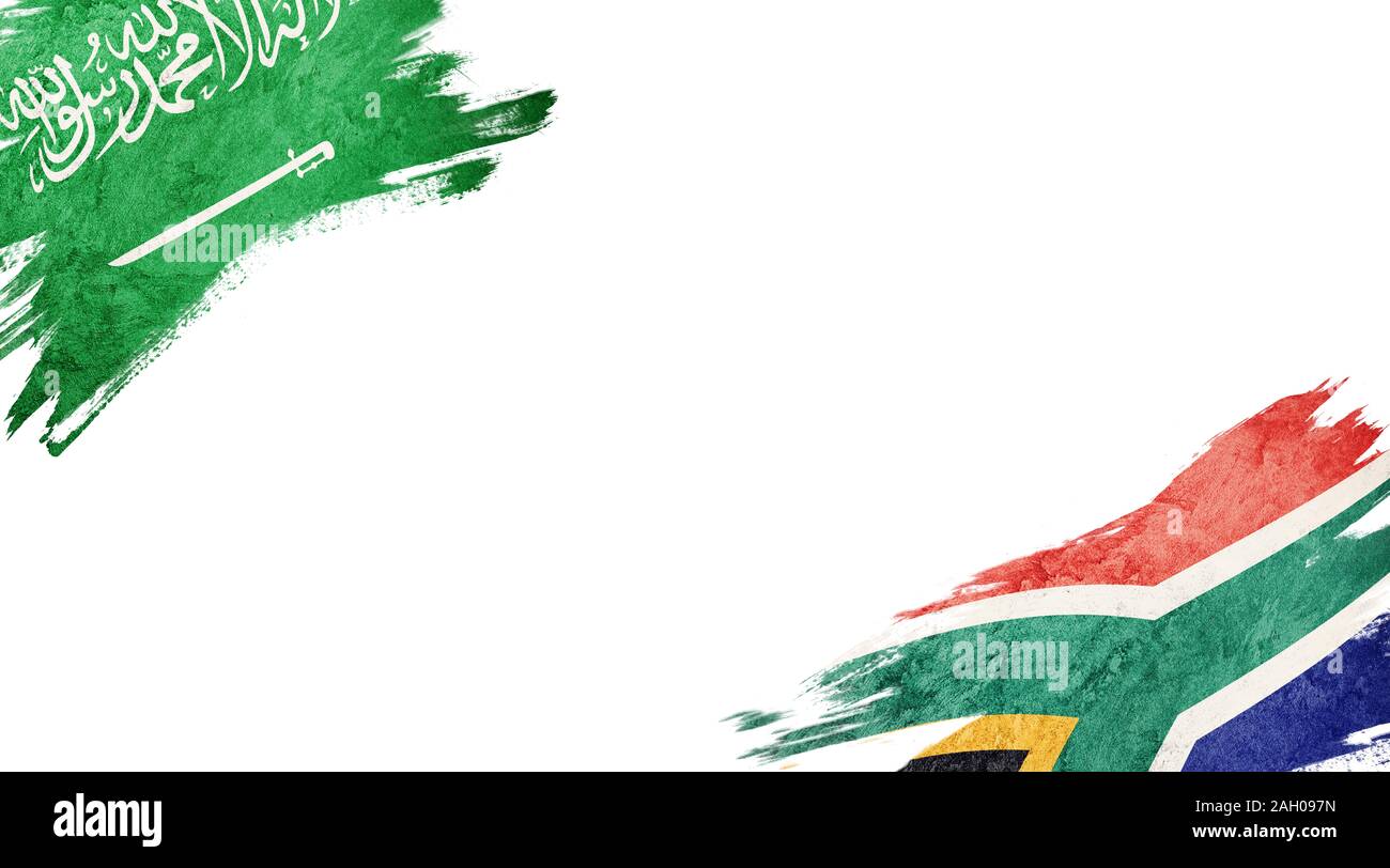 Flags of Saudi Arabia and South Africa on White Background Stock Photo ...