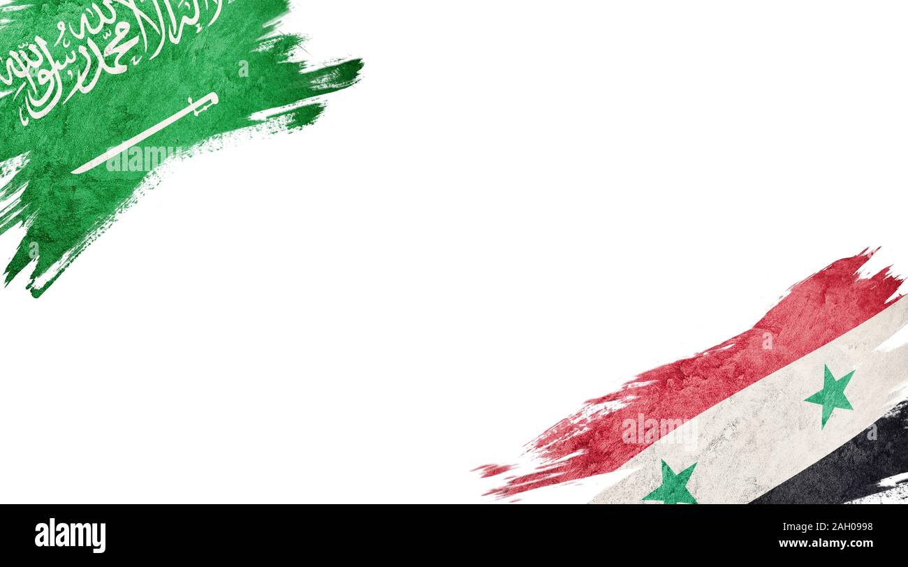 Flags of Saudi Arabia and Syria on White Background Stock Photo - Alamy