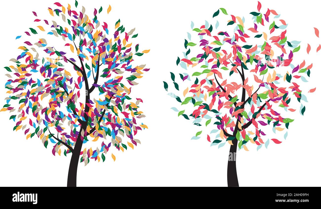 Stylized colorful tree with abstract leaves illustration Stock Vector ...