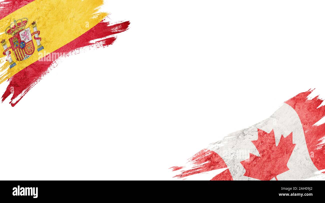 Flags of Spain and Canada on White Background Stock Photo - Alamy