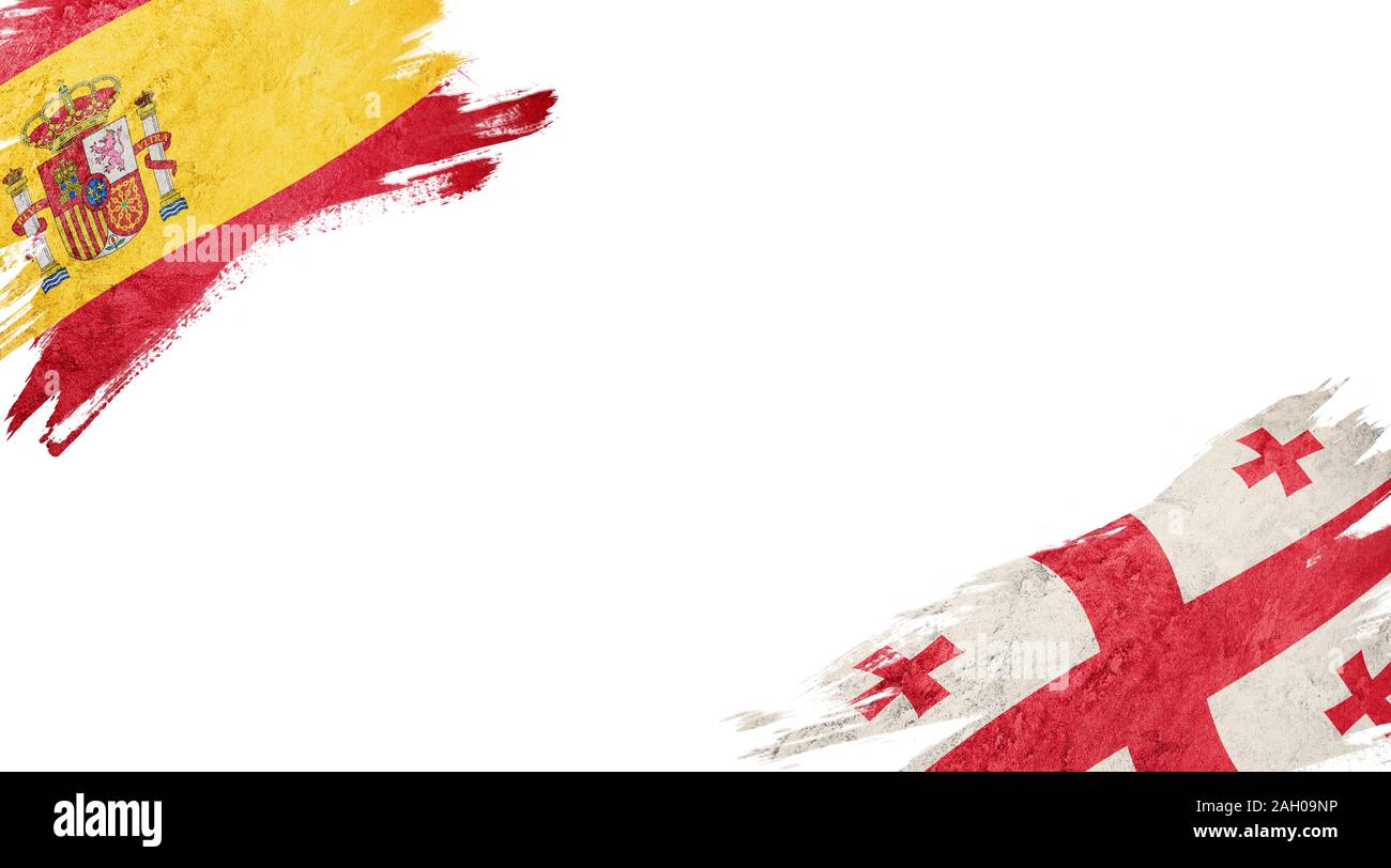 Flags of Spain and Georgia on White Background Stock Photo - Alamy