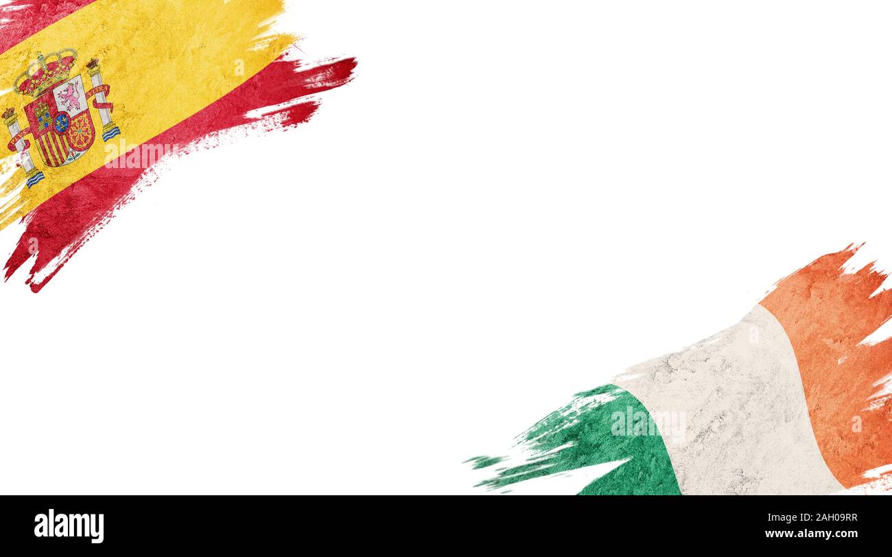 Flags of Spain and Ireland on White Background Stock Photo - Alamy