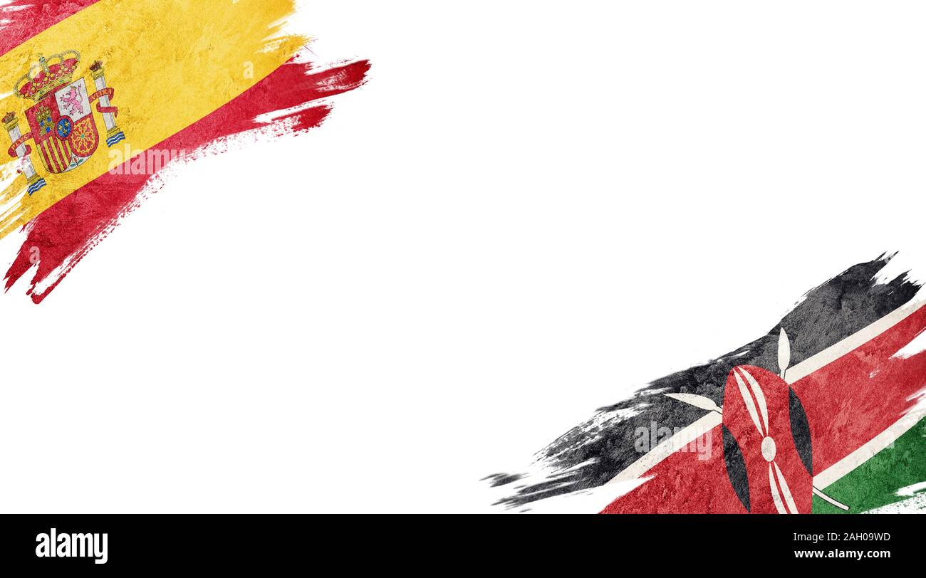 Flags of Spain and Kenya on White Background Stock Photo - Alamy