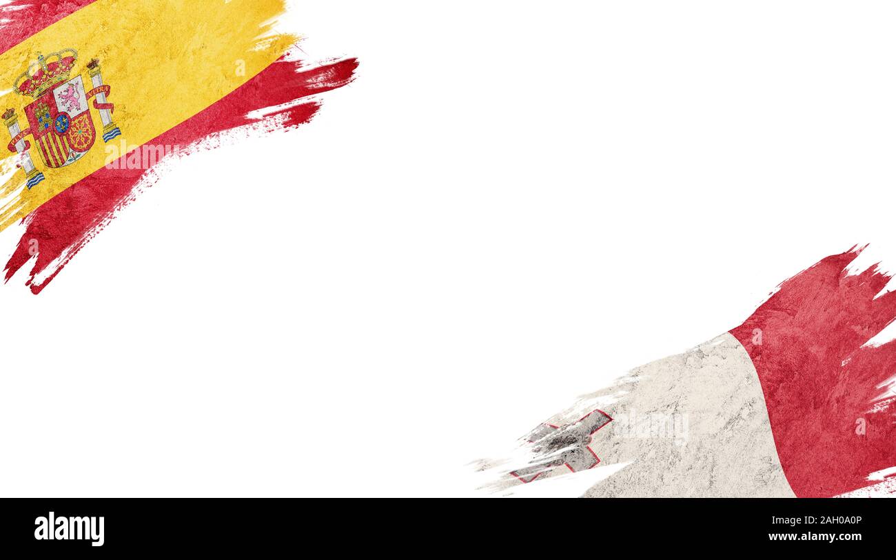 Flags of Spain and Malta on White Background Stock Photo - Alamy