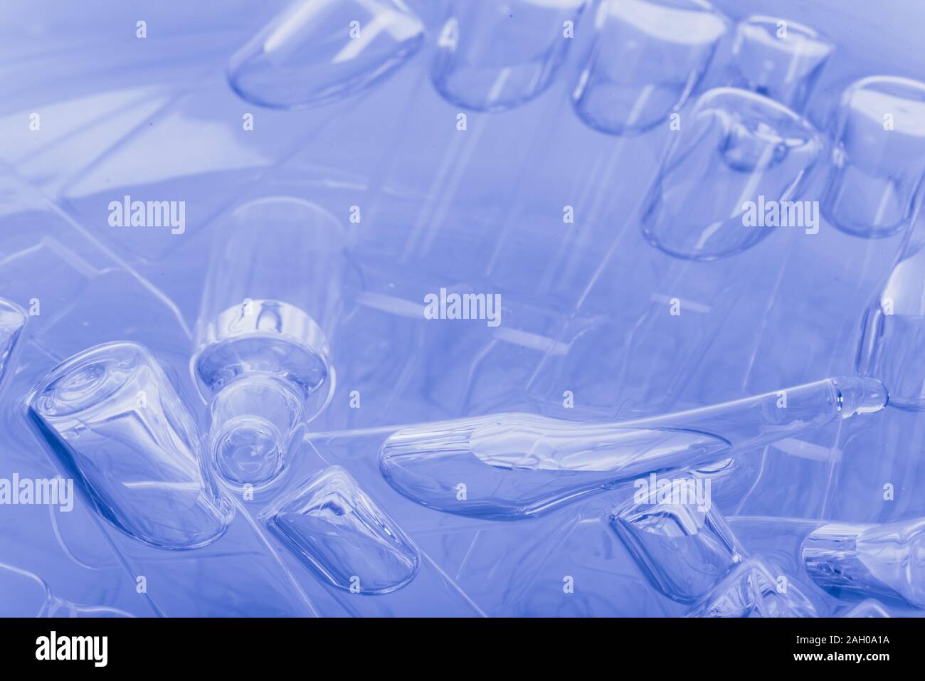 Glass medical ampoule vial for injection. Medicine is liquid sodium ...