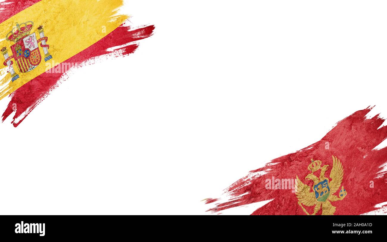 Flags of Spain and Montenegro on White Background Stock Photo - Alamy