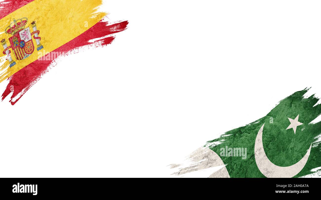 Flags of Spain and Pakistan on White Background Stock Photo - Alamy
