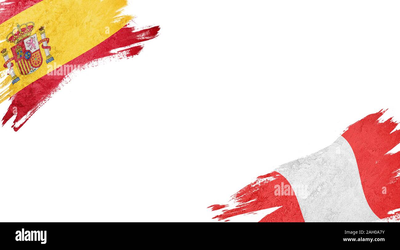 Flags of Spain and Peru on White Background Stock Photo - Alamy