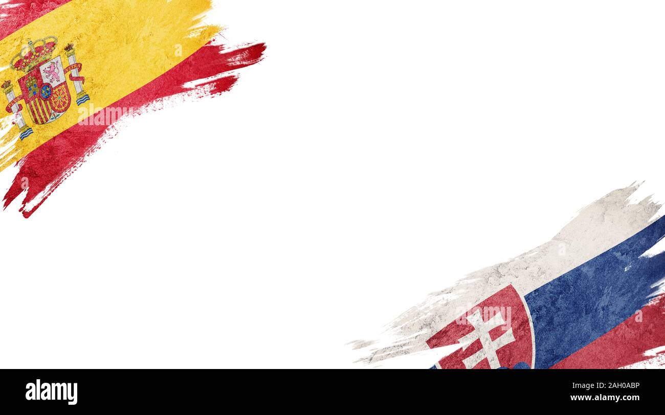 Flags of Spain and Slovak Republic on White Background Stock Photo - Alamy