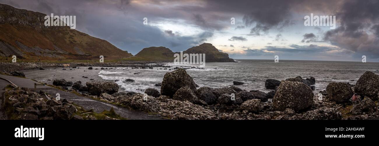 Panoramic view of the pathways and the bay at the coast called Giant's ...