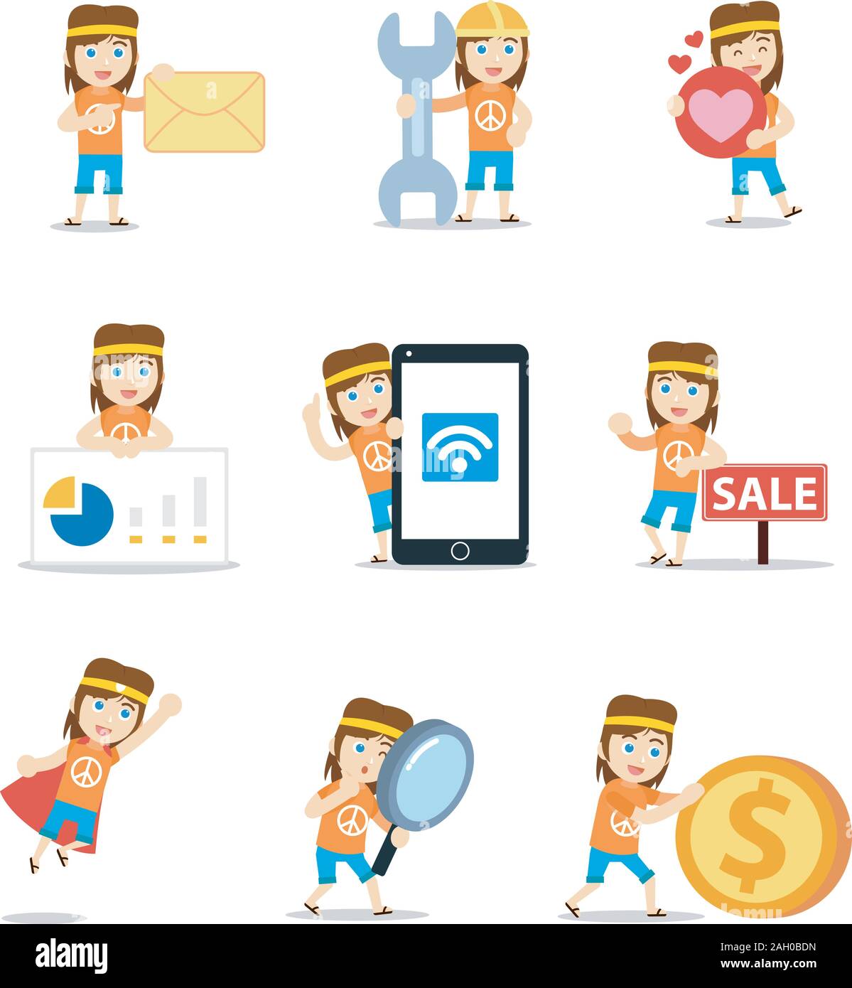 Hippie man character hi-res stock photography and images - Alamy