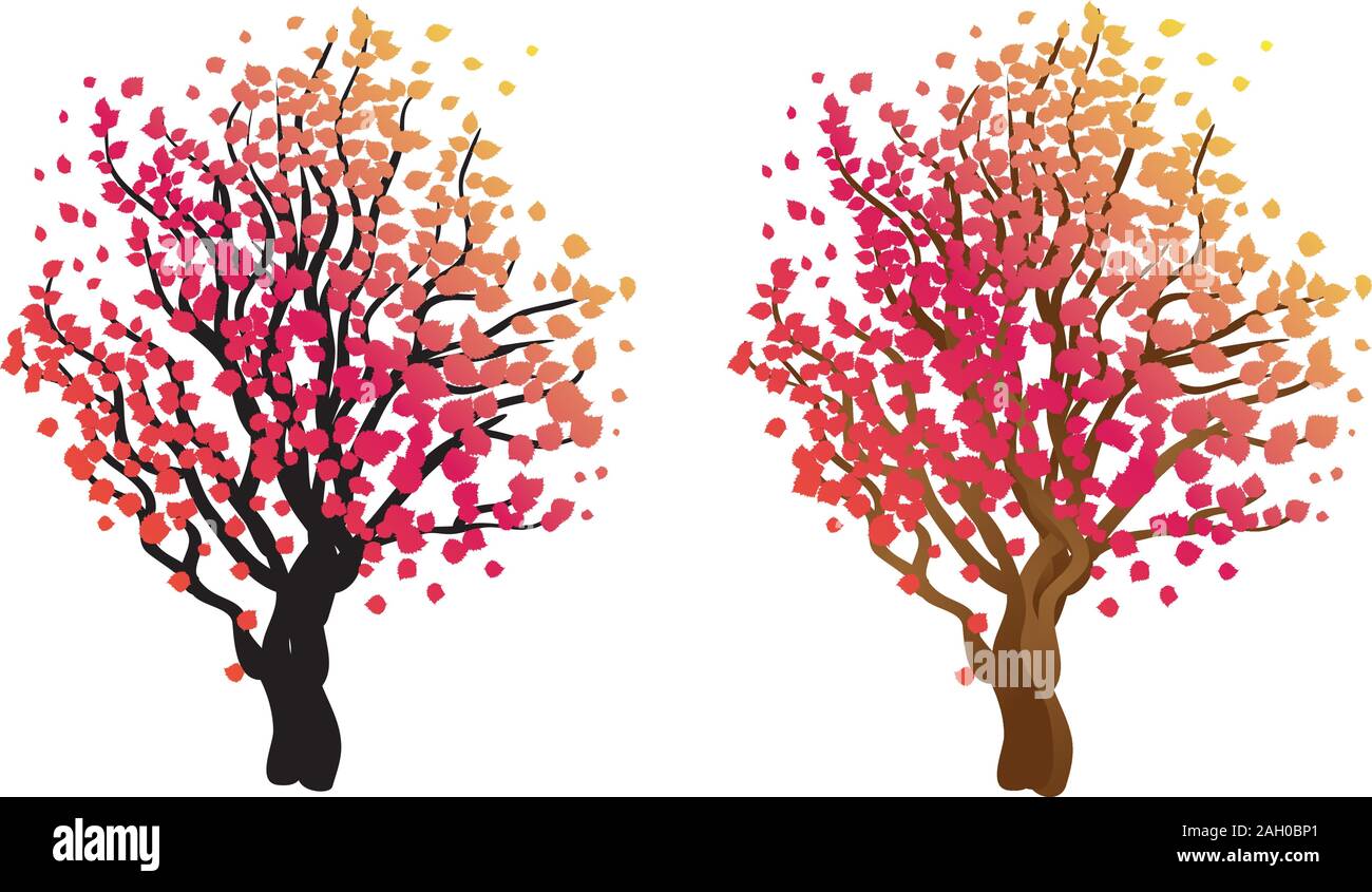 Colorful fall forest scene Cut Out Stock Images & Pictures - Alamy