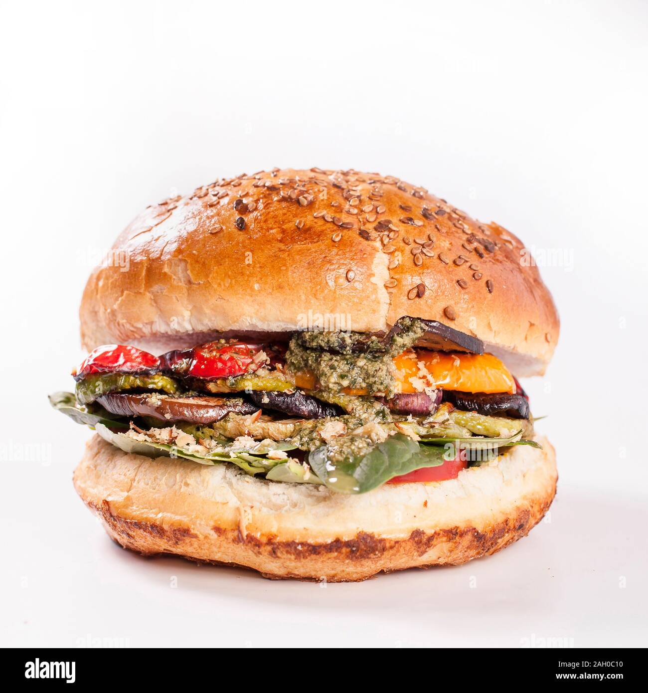 Vegetable Hamburger and Diet juicy Stock Photo - Alamy