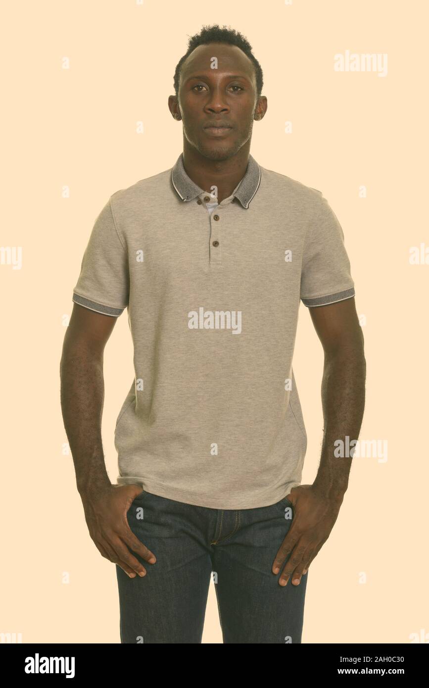 Portrait of young African man with Afro hair Stock Photo - Alamy