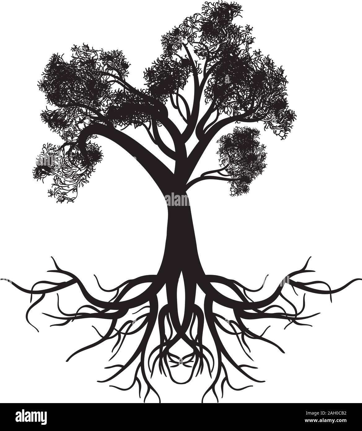 Decorative stylized tree design, abstract black silhouette Stock Vector ...