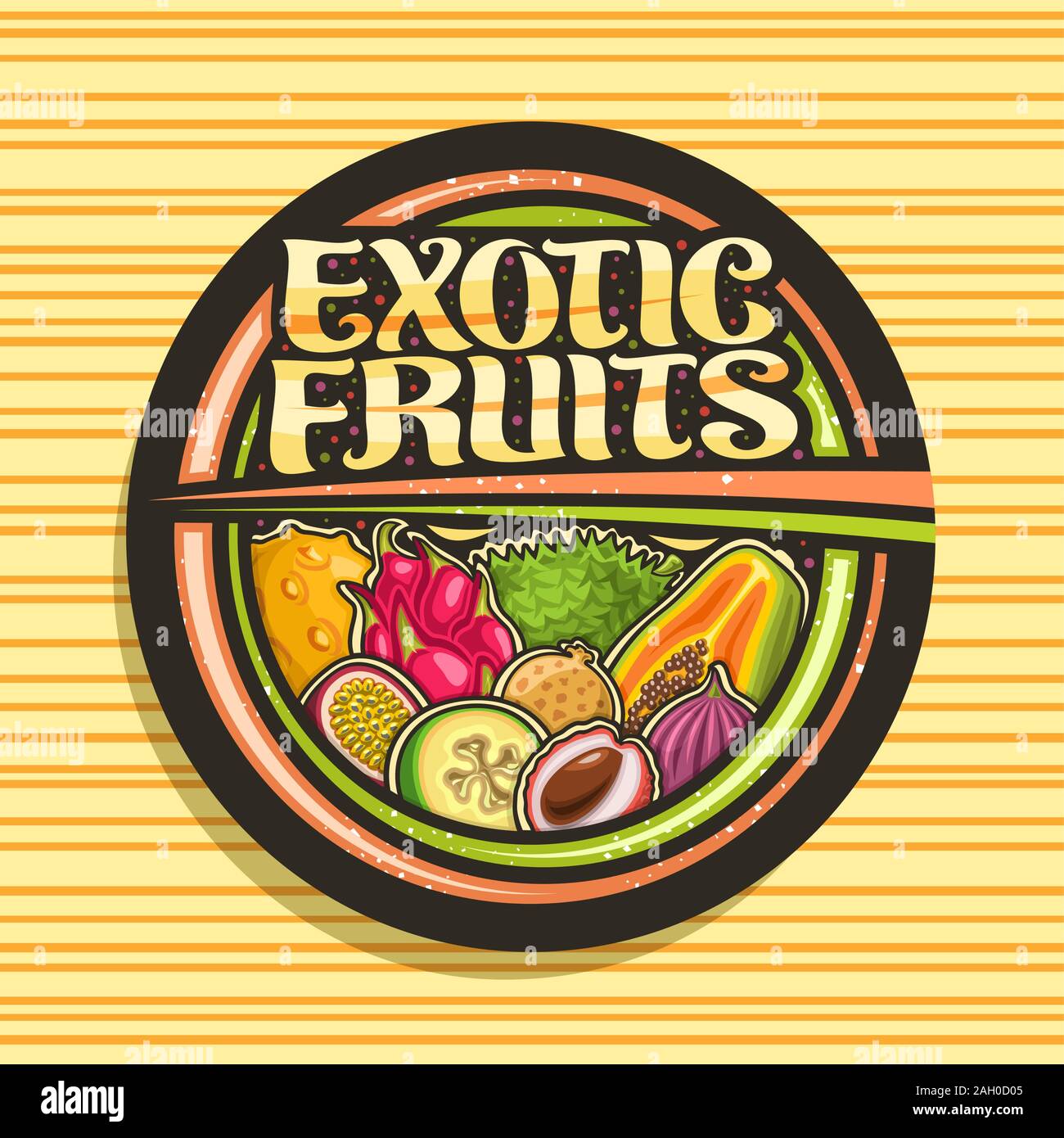 Vector logo for Exotic Fruits, black decorative icon with illustration ...