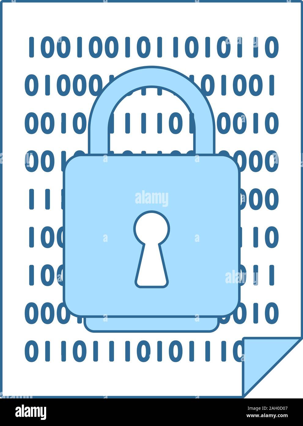 Data Security Icon. Thin Line With Blue Fill Design. Vector ...