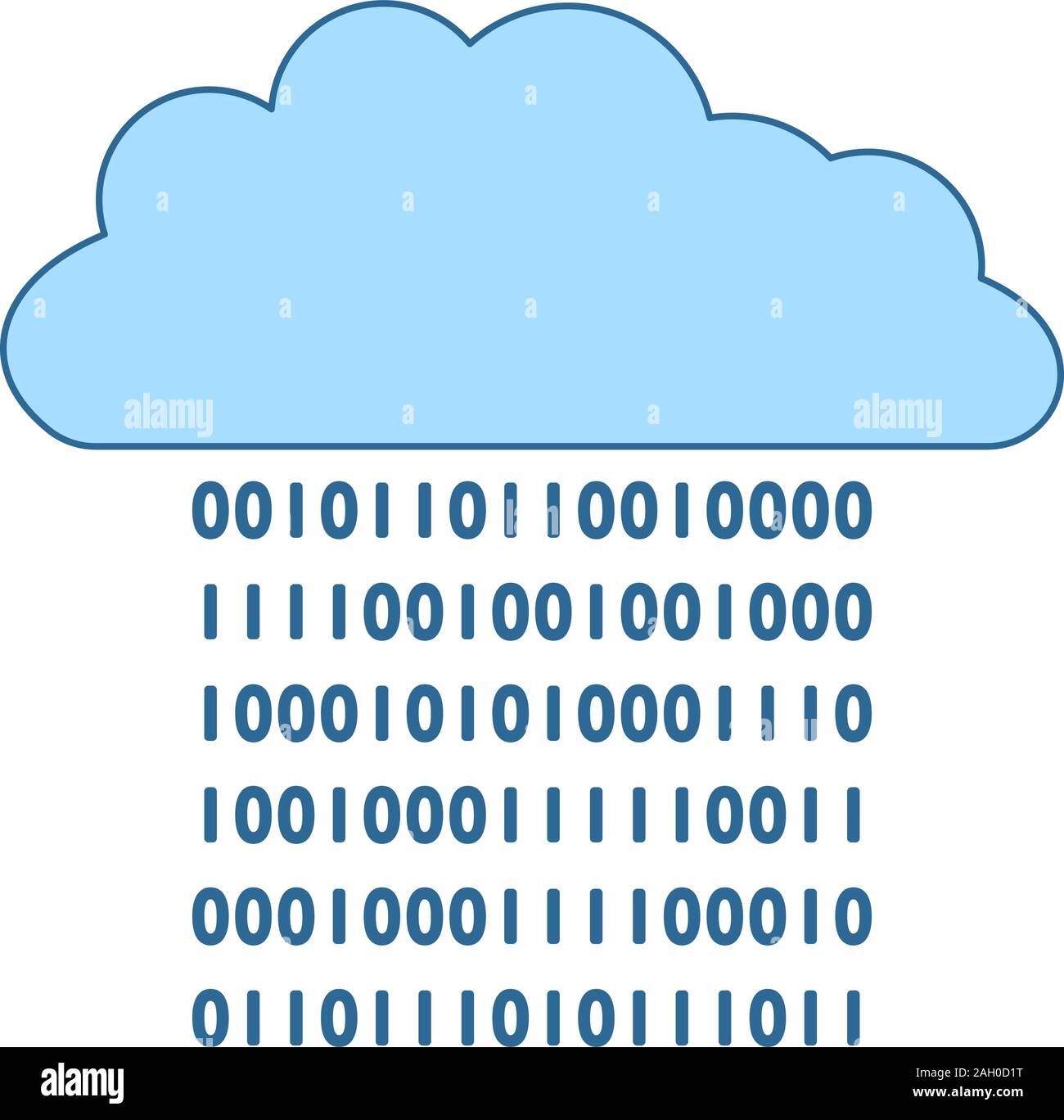 Cloud Data Stream Icon. Thin Line With Blue Fill Design. Vector ...