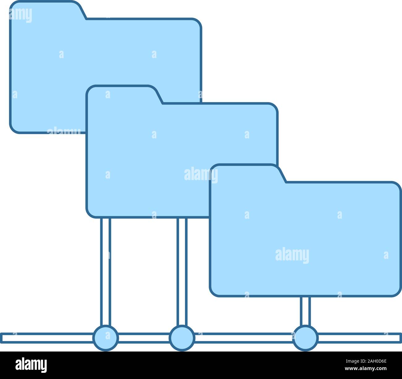 Folder Network Icon. Thin Line With Blue Fill Design. Vector ...
