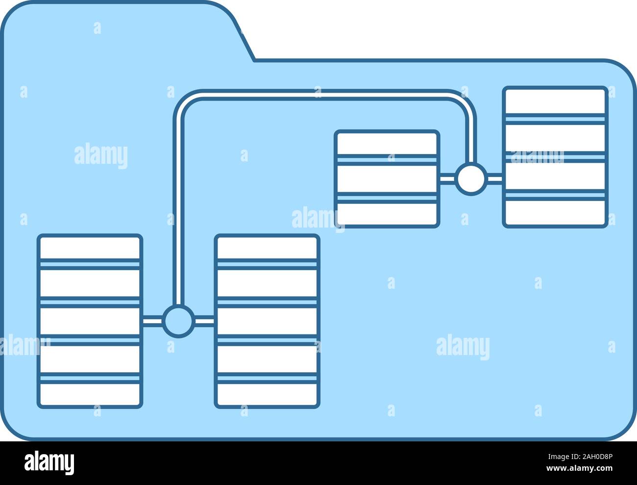 Folder Network Icon. Thin Line With Blue Fill Design. Vector ...