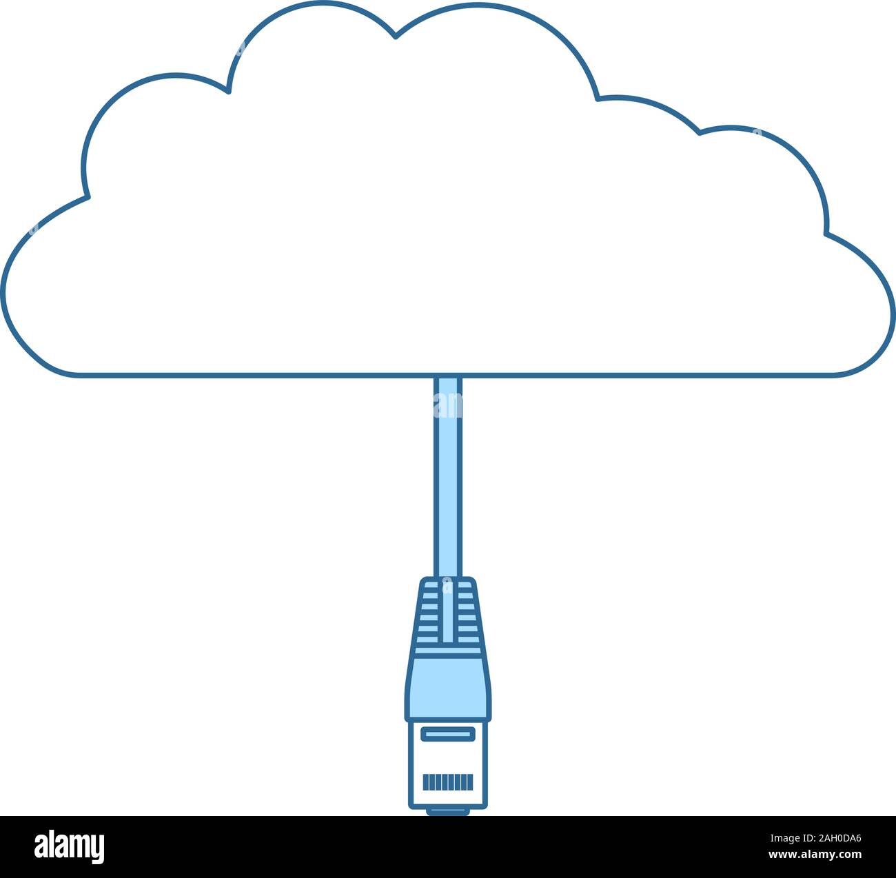 Network Cloud Icon. Thin Line With Blue Fill Design. Vector ...