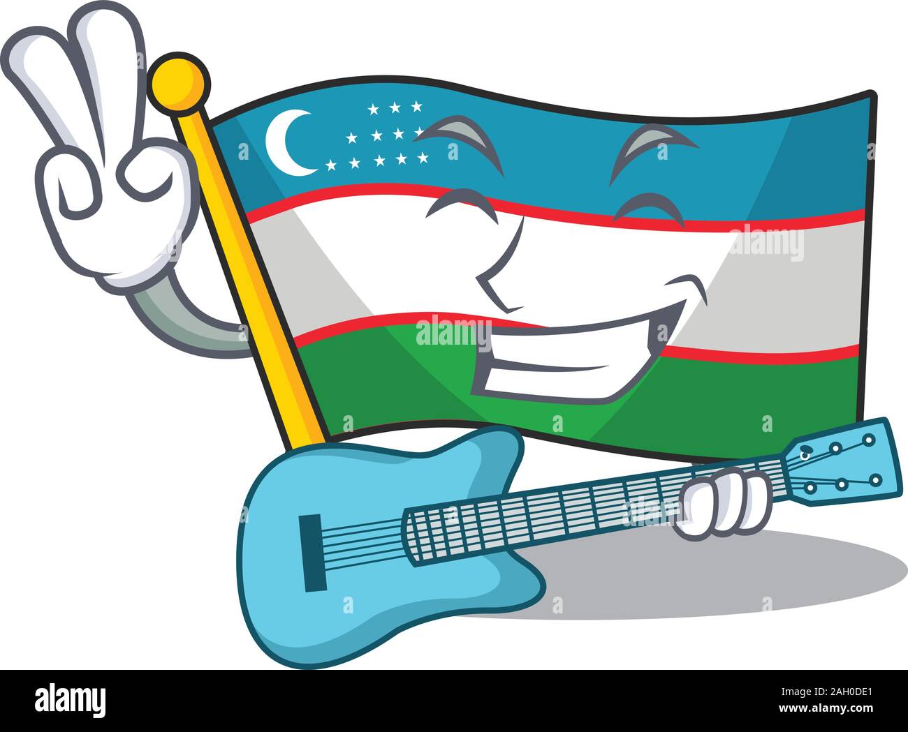 Supper cool flag uzbekistan Scroll cartoon performance with guitar ...