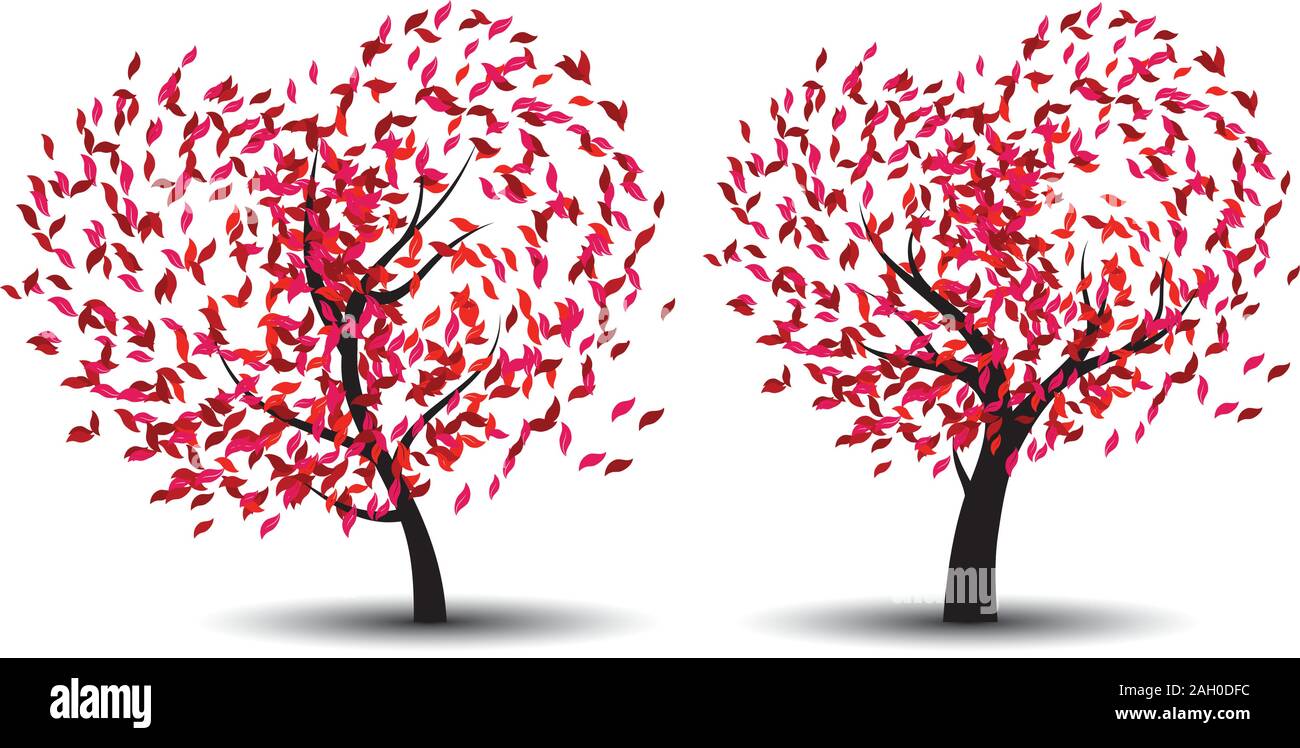 Abstract tree with stylized red leaves illustration Stock Vector Image ...
