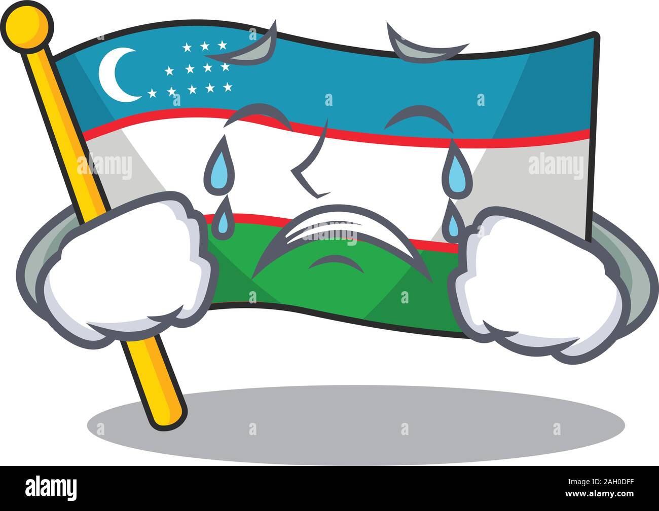 Sad Crying flag uzbekistan Scroll cartoon character design Stock Vector ...
