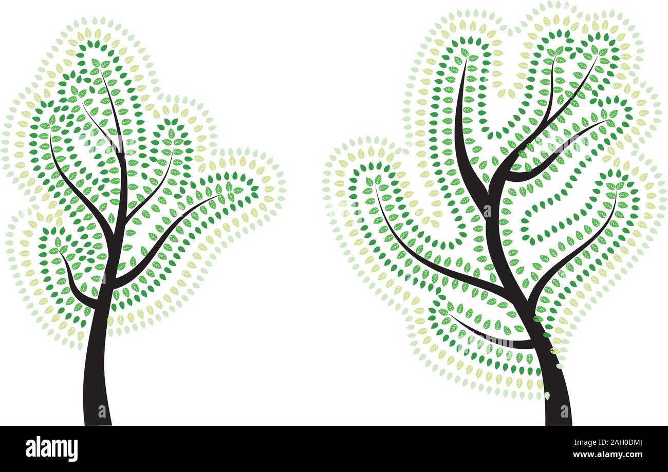 Abstract tree with stylized green leaves illustration Stock Vector ...