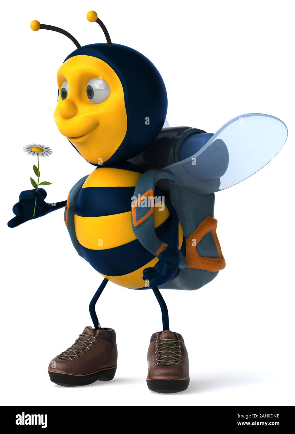 Fun backpacker bee - 3D Illustration Stock Photo - Alamy