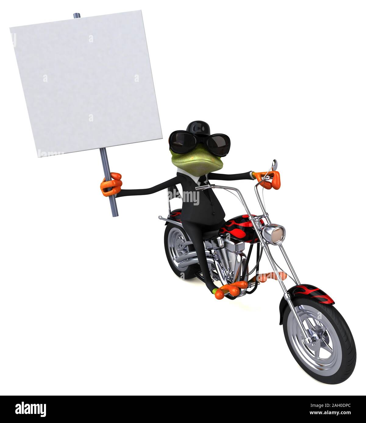 Fun frog on a motorcycle - 3D Illustration Stock Photo - Alamy