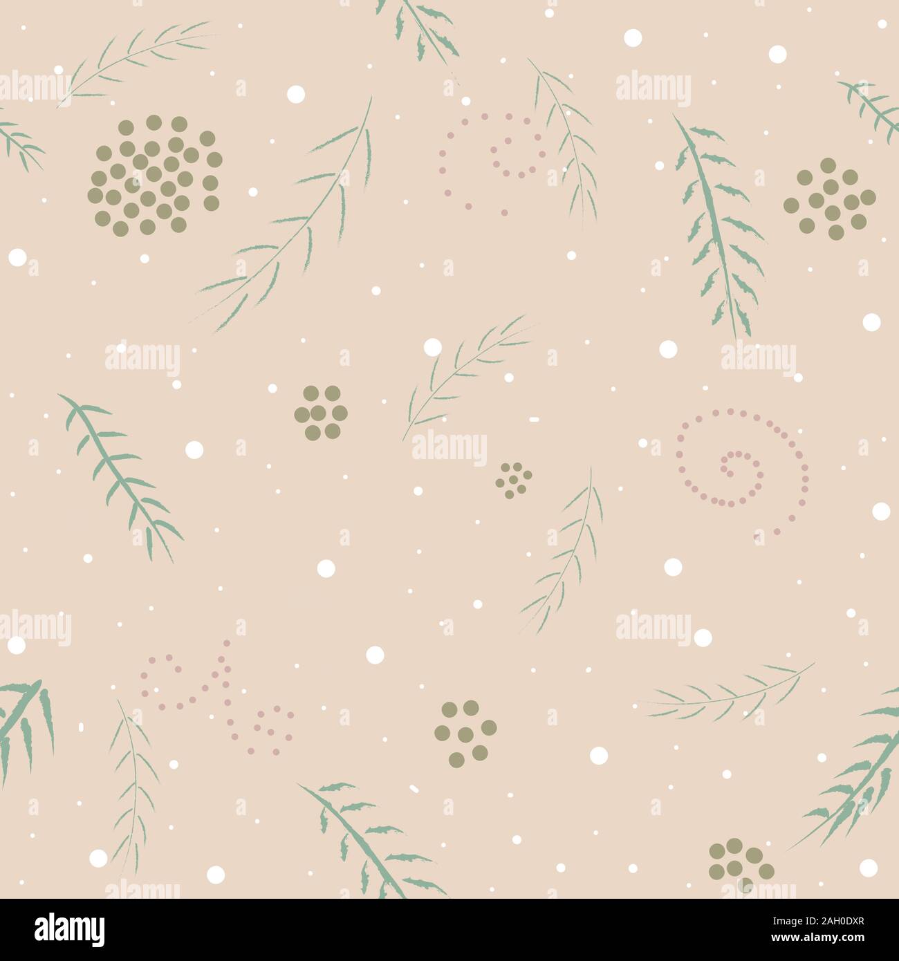 Winter Seamless Pattern with branches of spruce tree on subtle ...