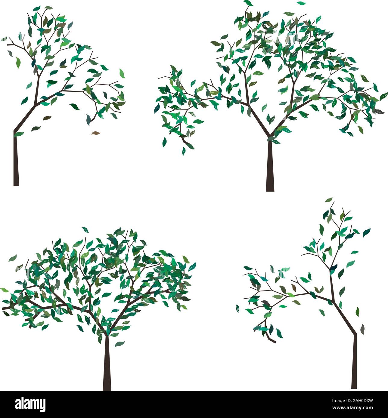 Abstract cartoon tree with stylized green leaves Stock Vector Image ...