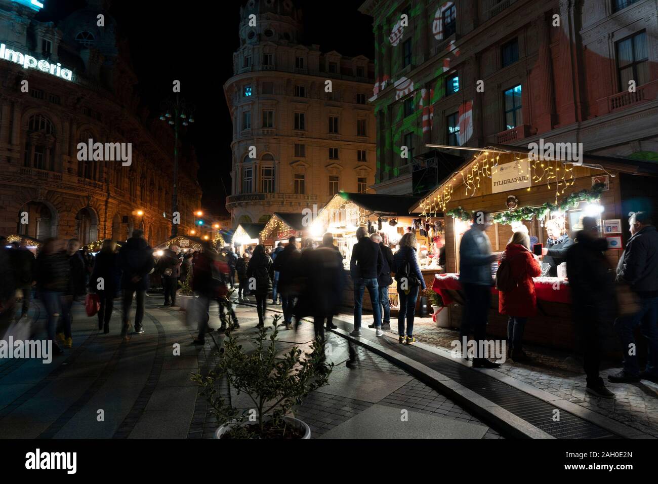 GENOA, ITALY - DECEMBER 22 2019 - Traditional Christmas market in De ...