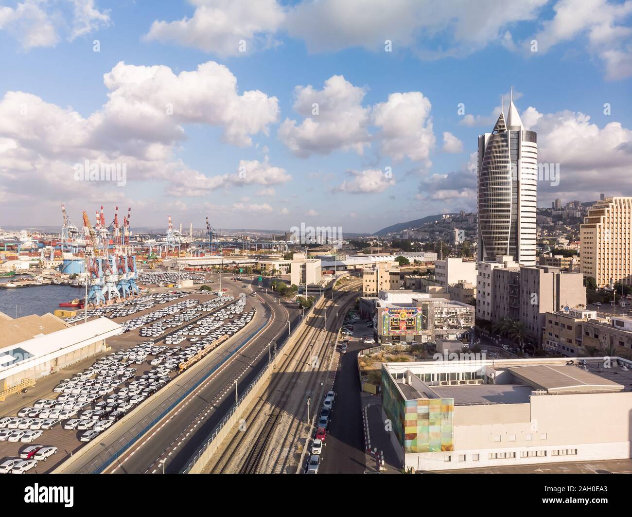 Beautiful sightseens on the down town and port of Haifa Stock Photo - Alamy