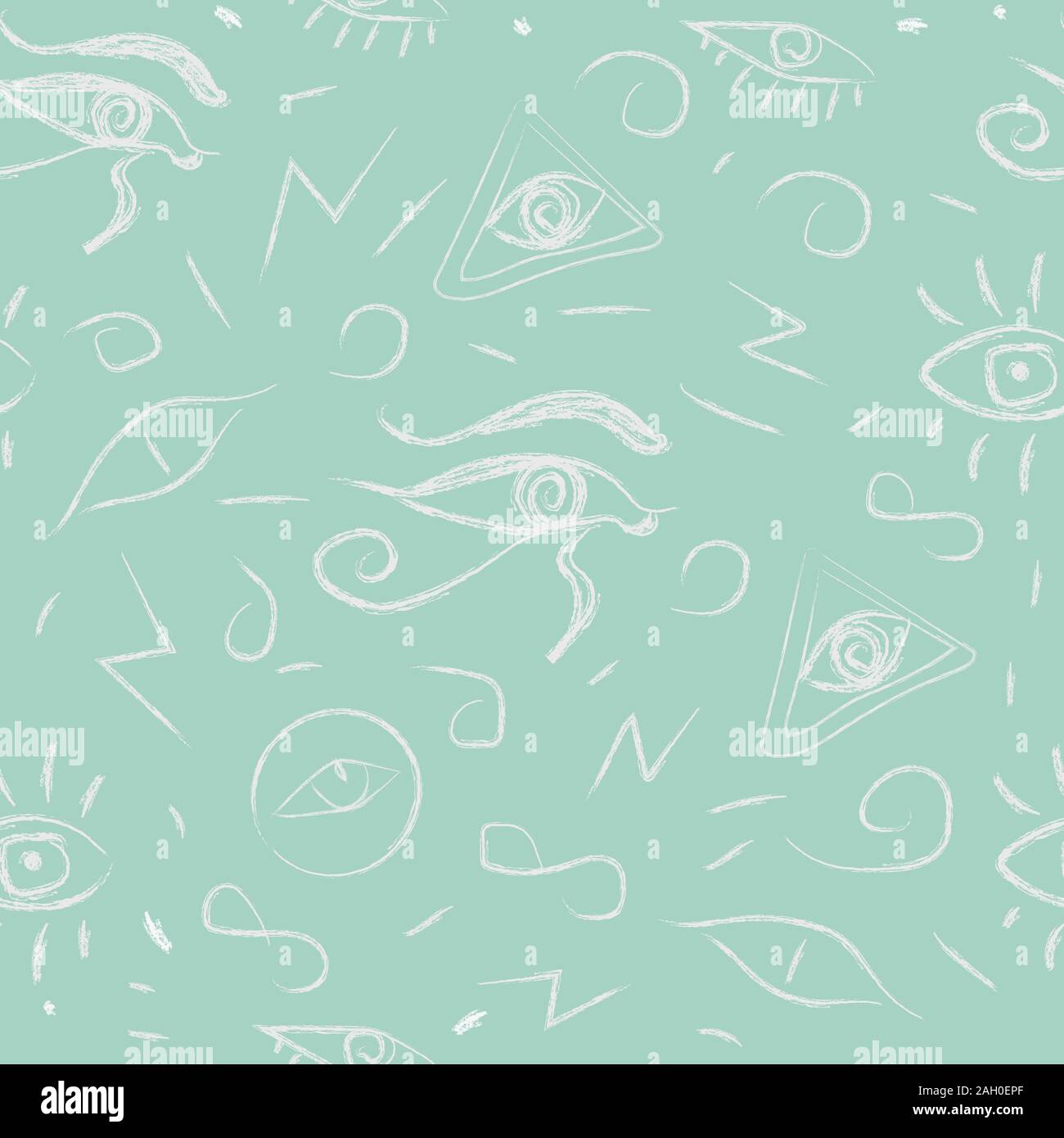 Seamless Pattern with Eyes. Hand Drawn, whimsical style. Third Eye ...