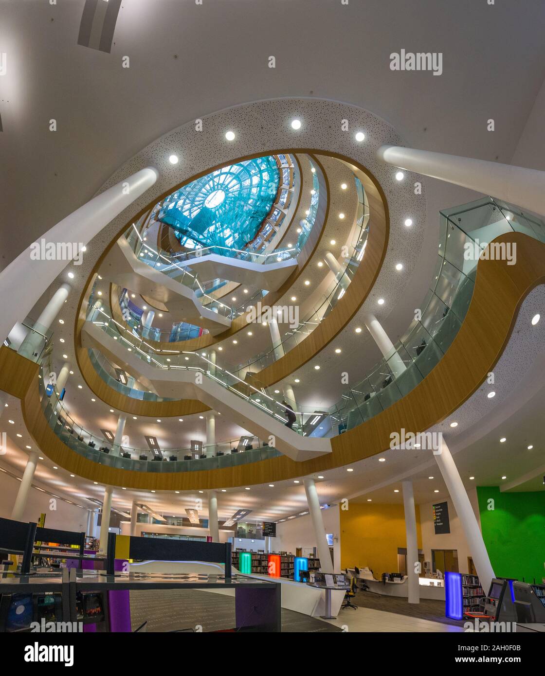 Modern shopping mall with stylish interior and bright light indoors ...